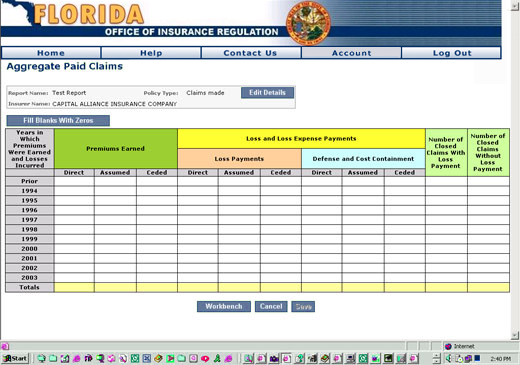Step 3 - Inputting Aggregate Paid and Unpaid Claim Data