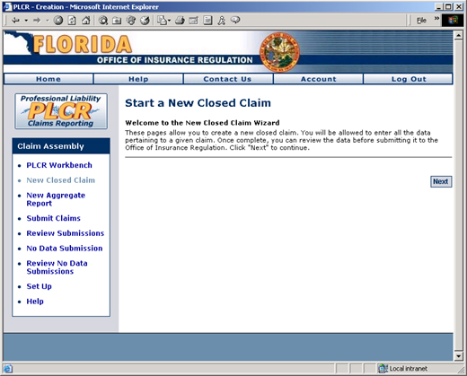 Step 1 - Creating a New Claim Form (All Forms)